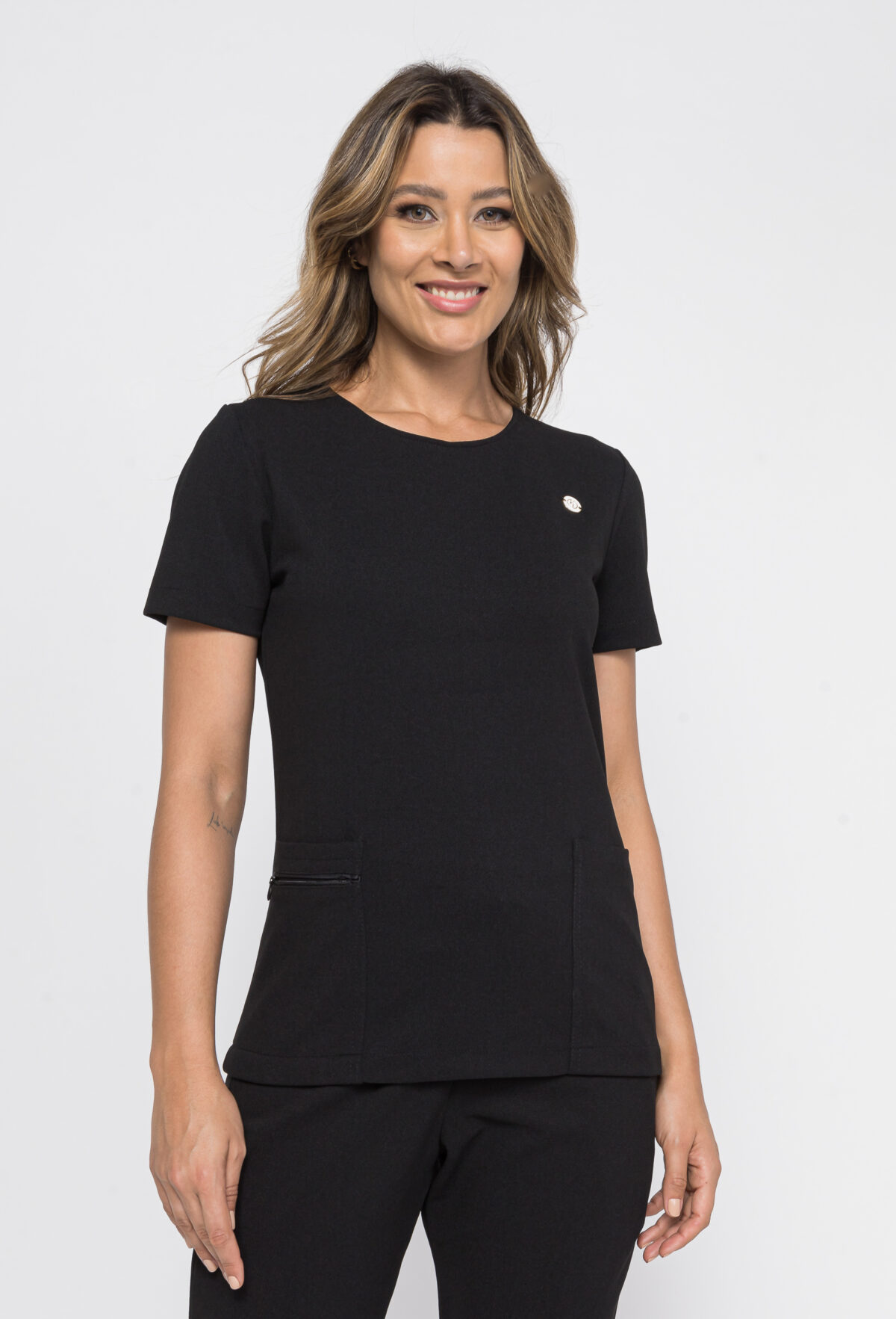 Scrub Malha Crepe Span Cor Preto - Dra Elegancia